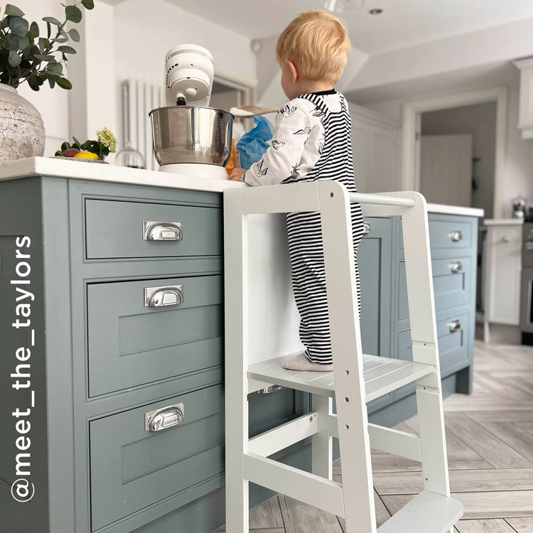 Children's Kitchen Helper Stool, White