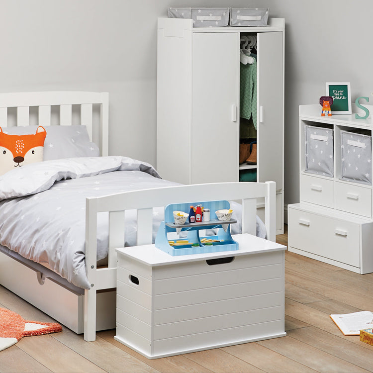 Small White Wooden Toy Storage Box - Great Little Trading Co.